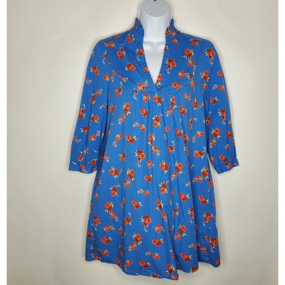 Zara | Dresses | Zara Womens Emma Dress Blue Floral Mini Size S Ruffled ...